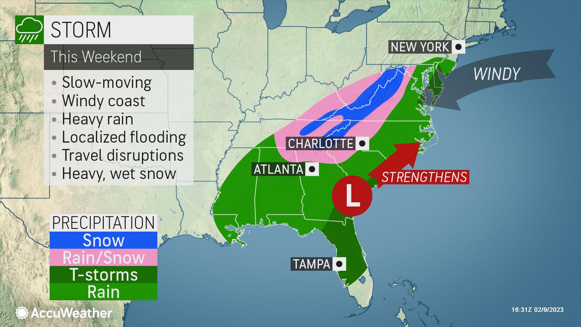 Slow-moving storm brings the risk of heavy rain, snow to Mid-Atlantic ...