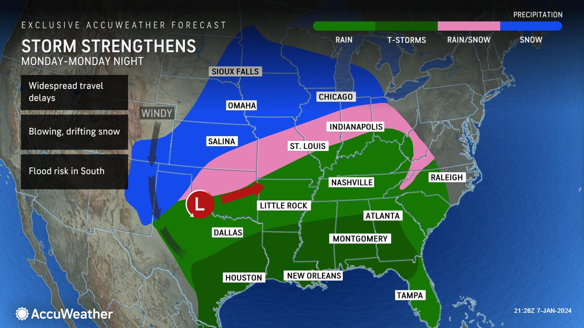 One-two Punch: Large, dangerous storm bringing snow, severe thunderstorms to move across central ...